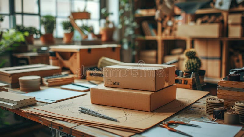 Creative Designer S Workspace with Craft Paper, Sketching Tools, and ...