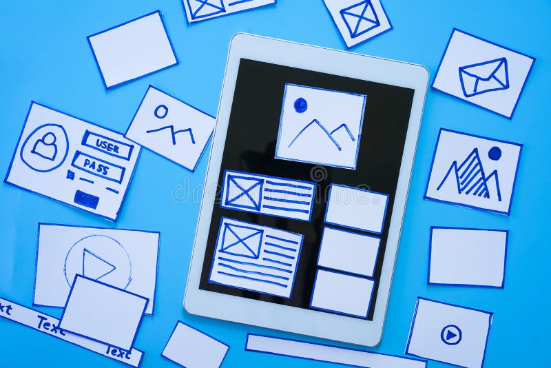 UX or UI Designers Designing on Their Smartphone Application Layout ...