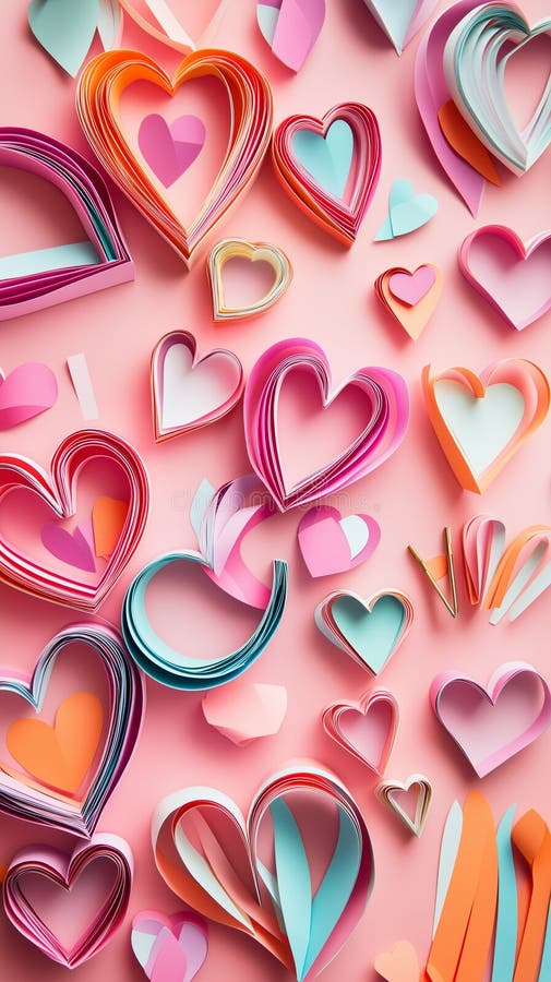 Creative Desk Setup with Paper Hearts and Glue Sticks Stock Image ...