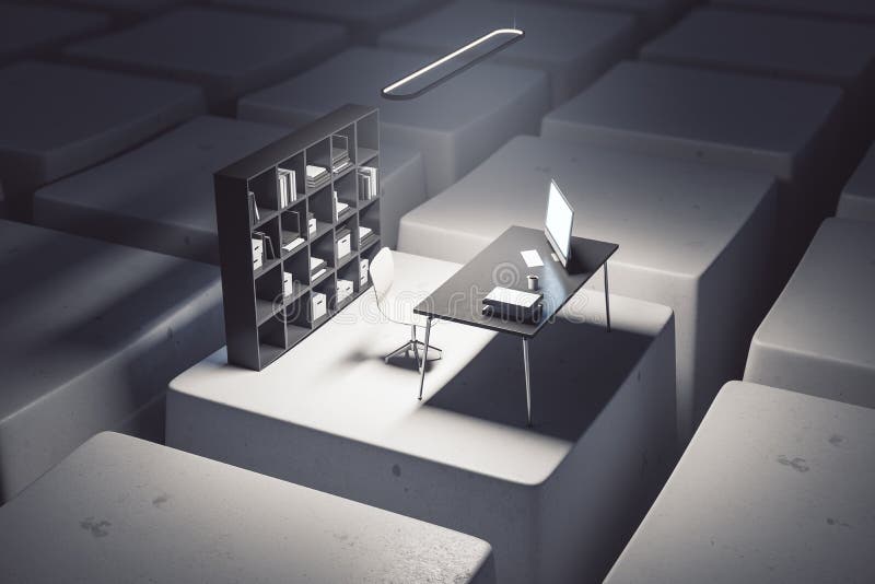 Creative Desktop with Computer Workplace on Keyboard Keys. Digital ...