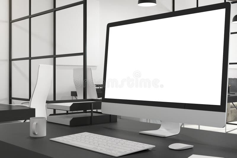 Creative Desktop with White Computer Editorial Photo - Illustration of ...