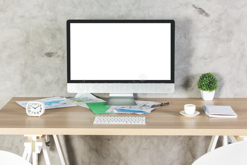 Creative Desktop with White Pc Stock Photo - Image of gadget, keyboard ...