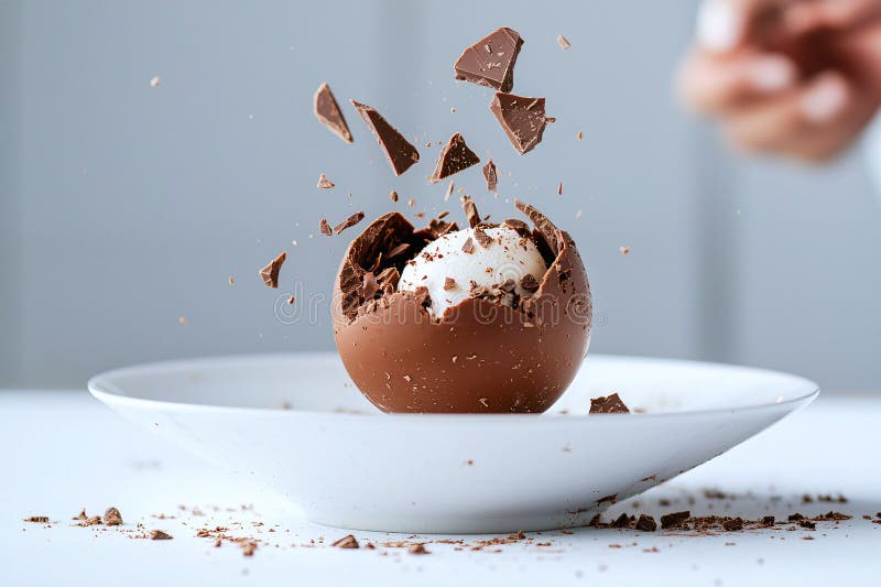 Creative Dessert Plating Chocolate Sphere Cracking Open To Reveal ...
