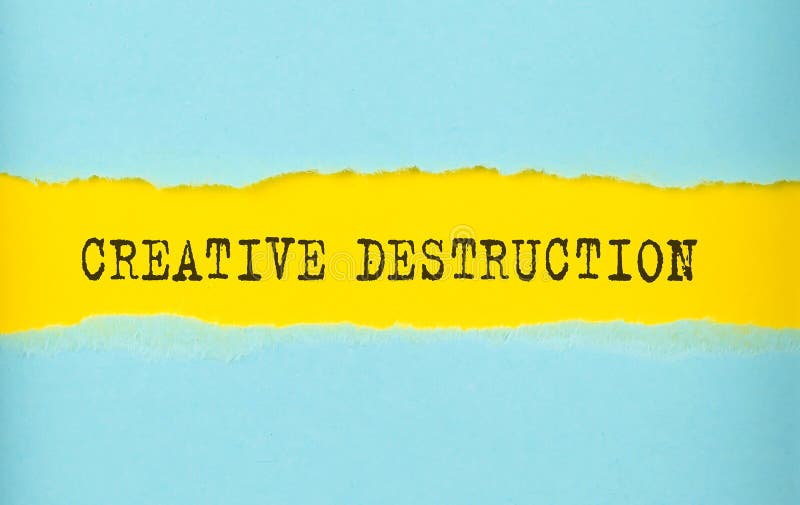 CREATIVE DESTRUCTION Text on the Torn Paper , Yellow Background Stock ...