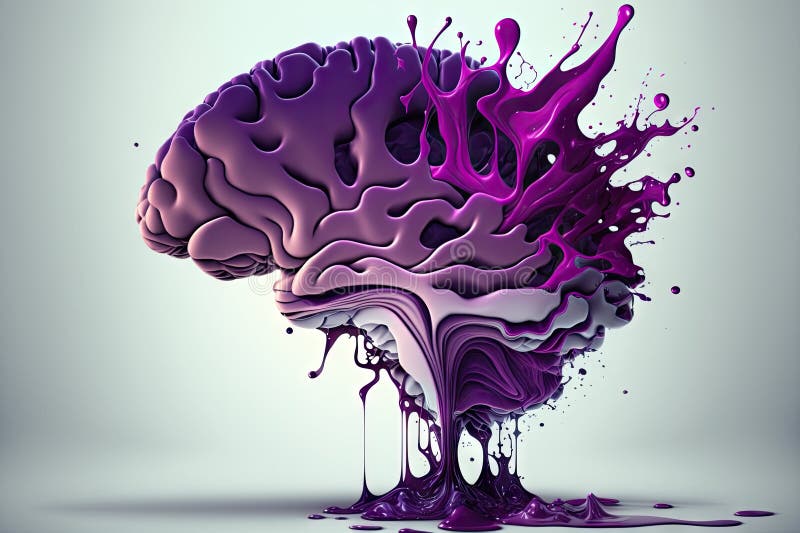 Creative Development of Abstract Art of Brain in Purple Tones Stock ...