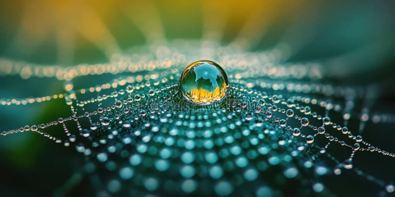 Dew Drop on Spider Web in Morning Light Reflecting Nature S Beauty ...