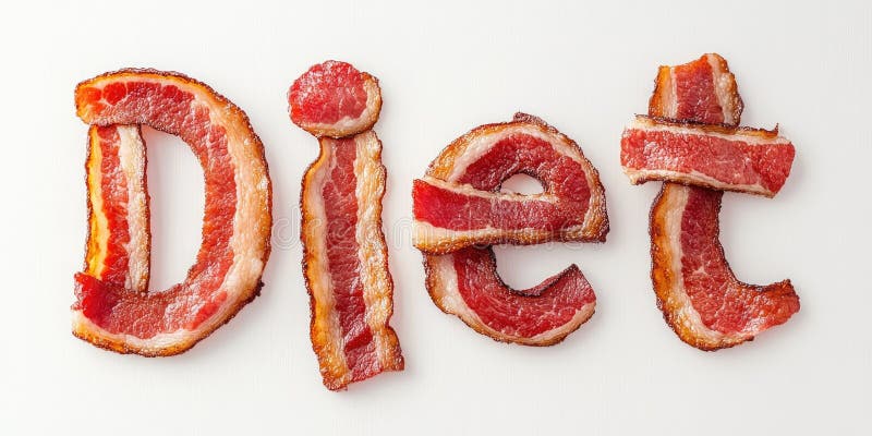 Creative Diet Concept with Bacon Letters on White Background Stock ...