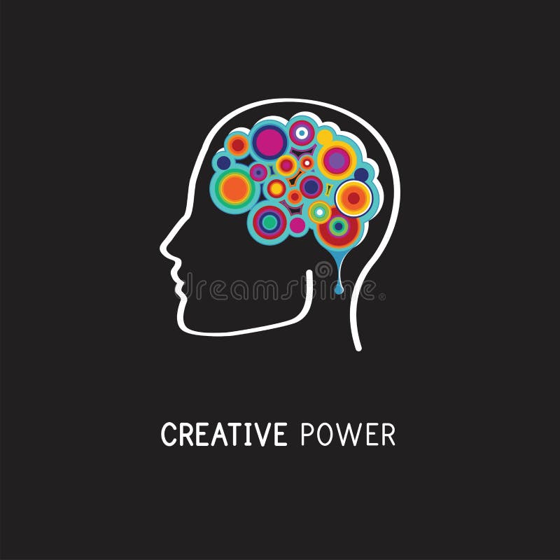 Creative, Digital Abstract Colorful Icon of Human Brain, Mind, Symbol ...