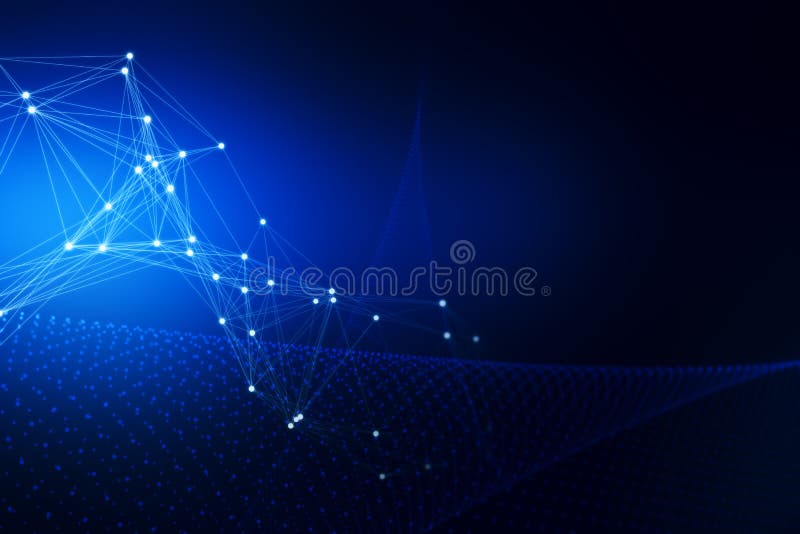 Creative Digital Blue Backdrop with Polygonal Mesh. Stock Illustration ...