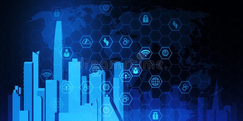 Creative Digital City on Hexagonal Background. Future and Data Concept ...