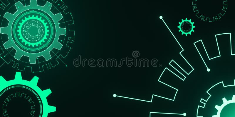 Creative Digital Cogs on Blue Backdrop. Factory, Production and ...