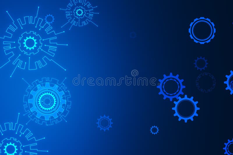 Creative Digital Cogs on Blue Texture. Factory, Production and ...