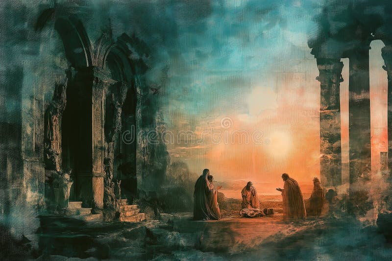 A Creative Digital Collage of the Nativity Scene, Featuring the Three ...