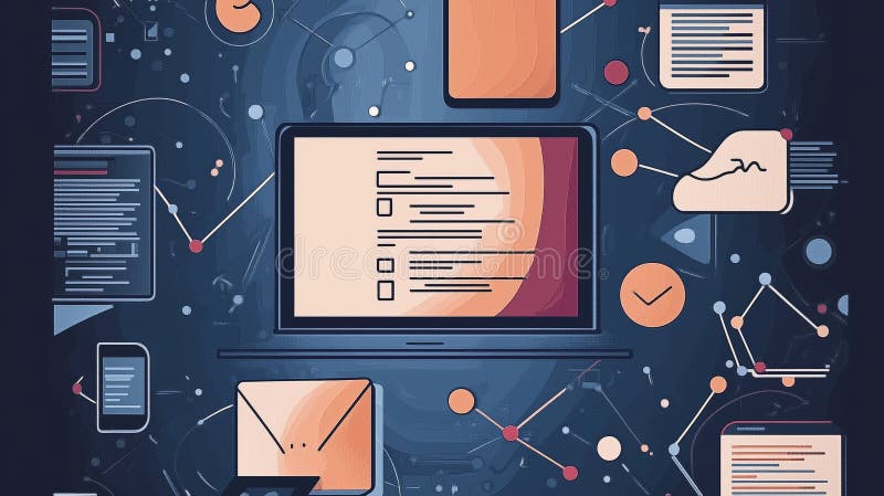 Creative Digital Composition Featuring Devices and Abstract Data ...
