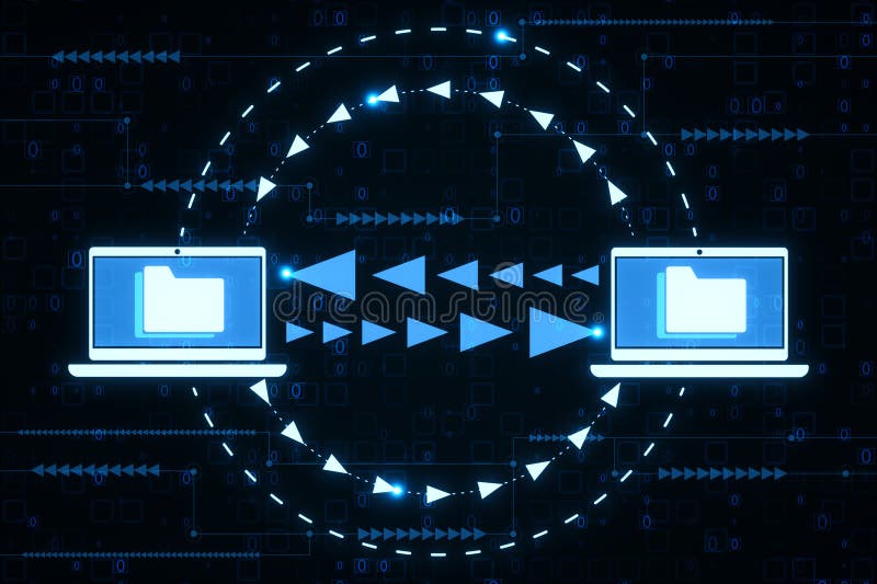 Creative Digital Data Transfer and Exchange Folders on Dark Background ...