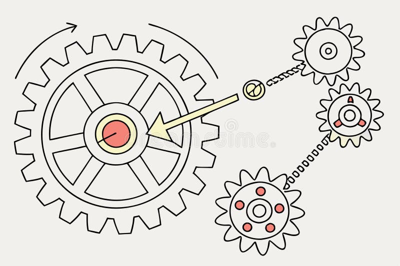 A Creative Digital Depiction of an Atom and Gears, Representing ...