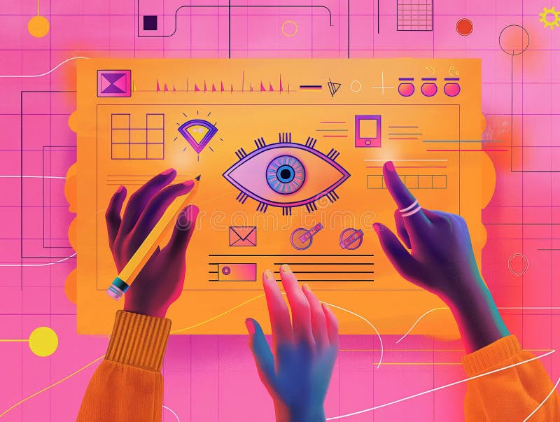 Creative Digital Design Concept with Hands and Eye Symbol Stock Photo ...