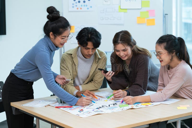 Creative Digital Development Agency Brainstorming about Mobile App Interface Wireframe Design on ...