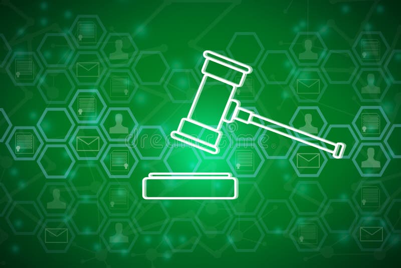 Creative Digital Gavel on Green Background. Online Auction and ...