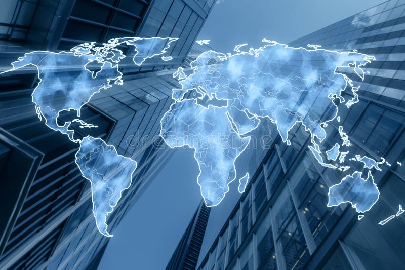 Creative Digital Map Hologram on City Background. Double Exposure Stock ...