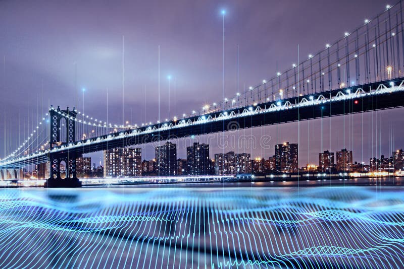 Creative Digital Night City Backdrop. Connect and Abstract Smart ...