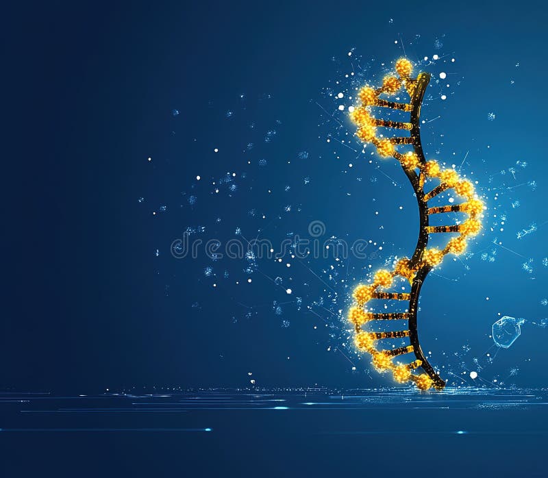 Creative Digital Representation of DNA Structure Glowing Against a Dark ...