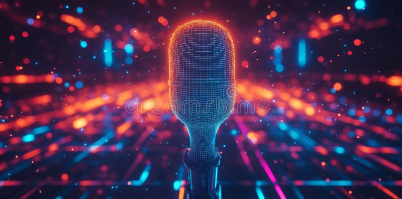 In a Creative Digital Setting, a Modern Microphone Shines Brightly in ...