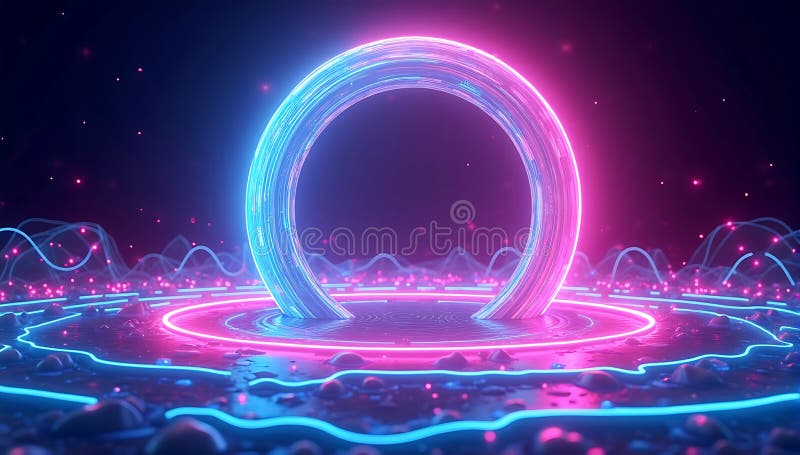 Creative Digital Tech Circle on Dark Background. Big Data and ...