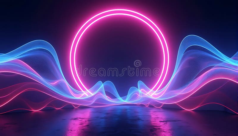 Creative Digital Tech Circle on Dark Background. Big Data and ...