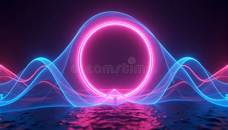 Creative Digital Tech Circle on Dark Background. Big Data and ...