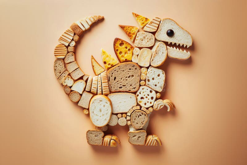 Creative Dinosaur Made from Various Bread Slices with Different ...