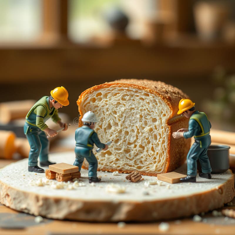 A Creative Diorama Featuring Miniature Workers Laboring on a Slice of ...