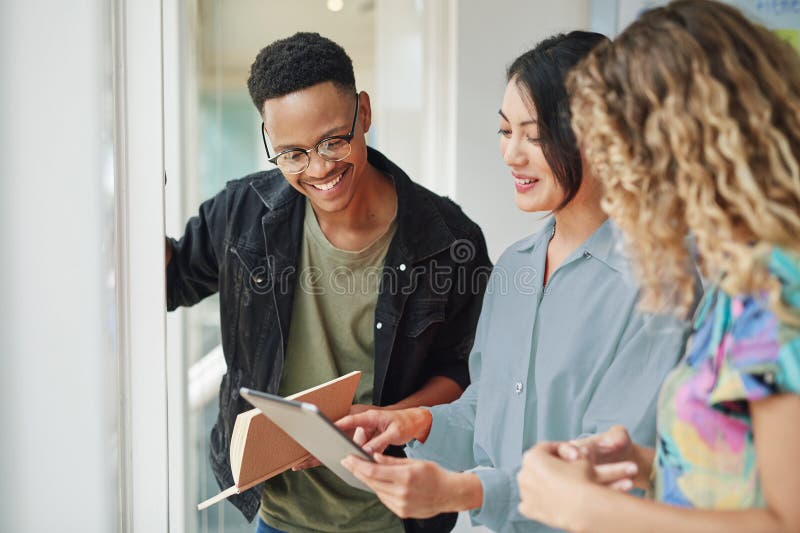 Creative, Discussion and Group of People with Tablet, Collaboration and ...