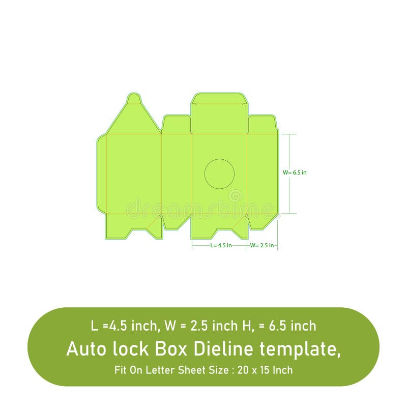 Auto Lock Syrup Box Dieline Template, with 3D Stock Vector ...