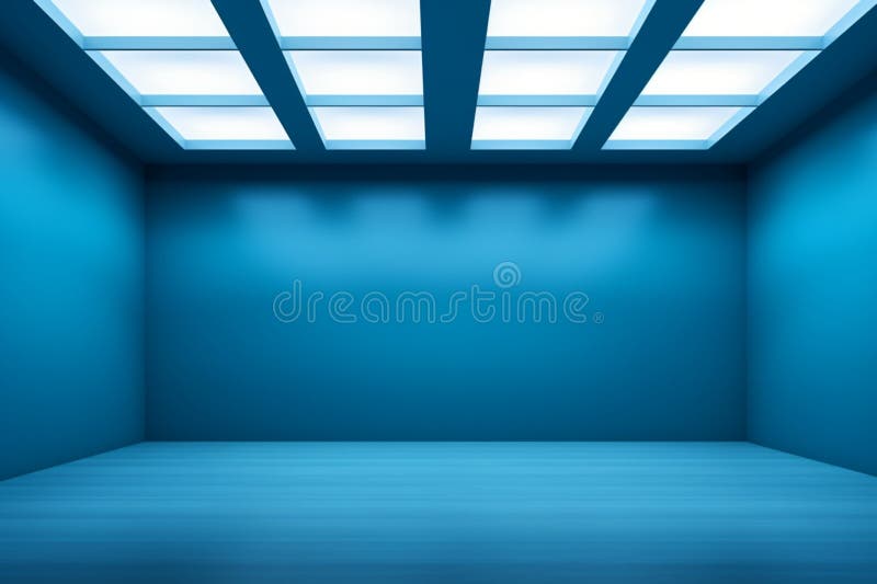 Creative Display Empty Blue Room Designed for Artistic Exhibitions ...