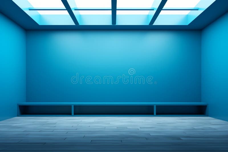 Creative Display Empty Blue Room Designed for Artistic Exhibitions ...