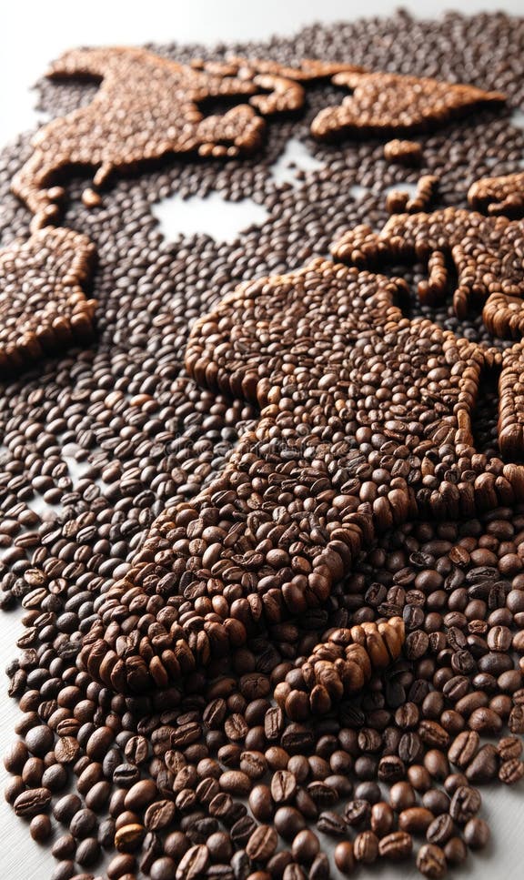 A Creative Display Features Coffee Beans Meticulously Arranged To Form ...