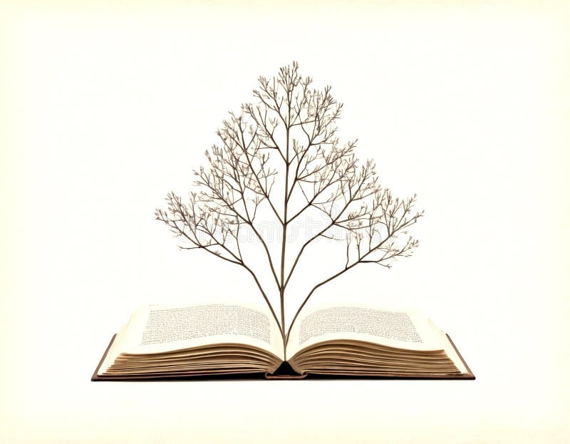 An Open Book with a Tree Growing from Its Pages in a Creative Display ...