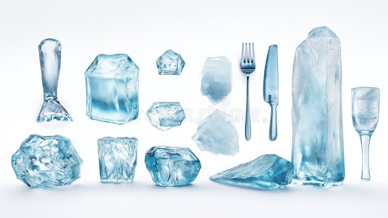 A Creative Display of Ice Cubes Arranged with Silverware, Evoking a ...