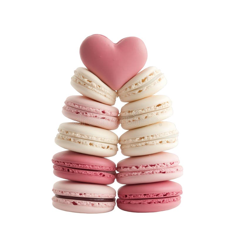 Colorful Stacked Macarons Arranged in a Pyramid with a Heart-Shaped ...