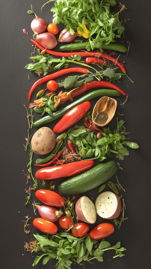 Creative Display Mix of Vegetables Arranged with Copy Space Available ...