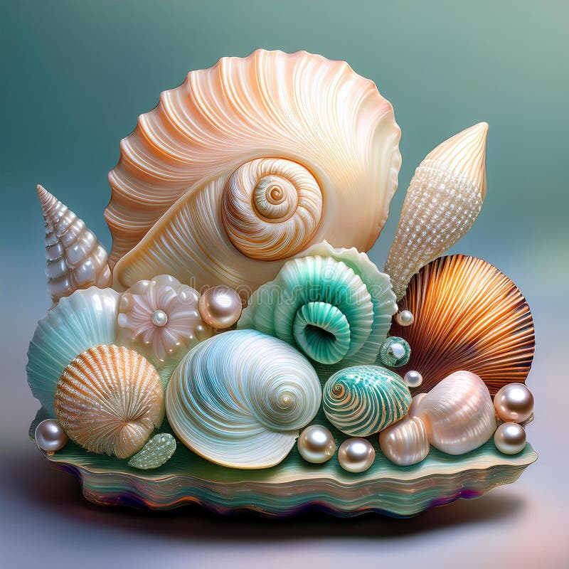 Creative Display of Periwinkle and Snail Shells. AI Content Generation ...