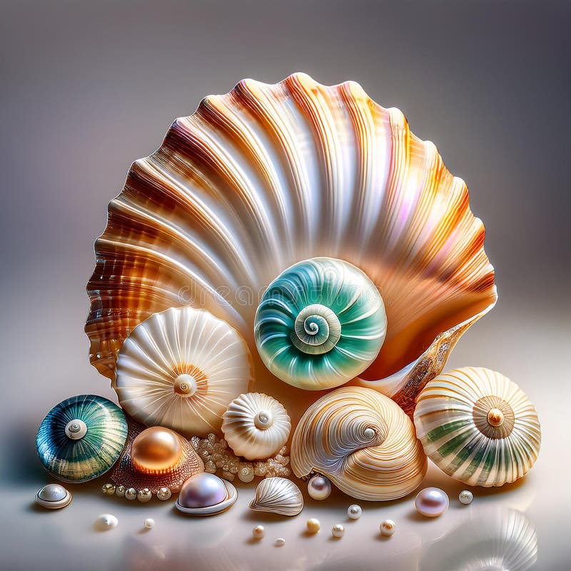 Creative Display of Periwinkle and Snail Shells. AI Content Generation ...