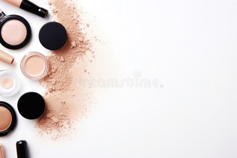 A Creative Display of Various Makeup Cosmetic Powders and Compacts on a ...