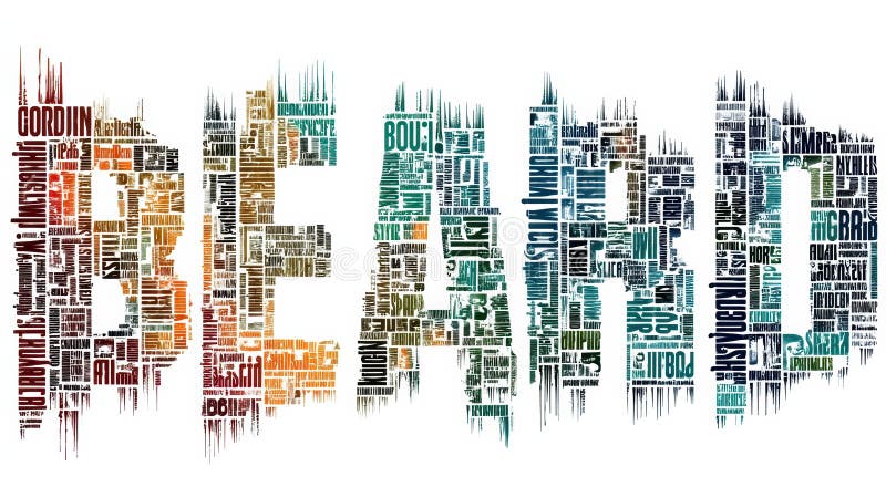 Stylized Typography Design Featuring the Word Beard Shaped To Resemble ...