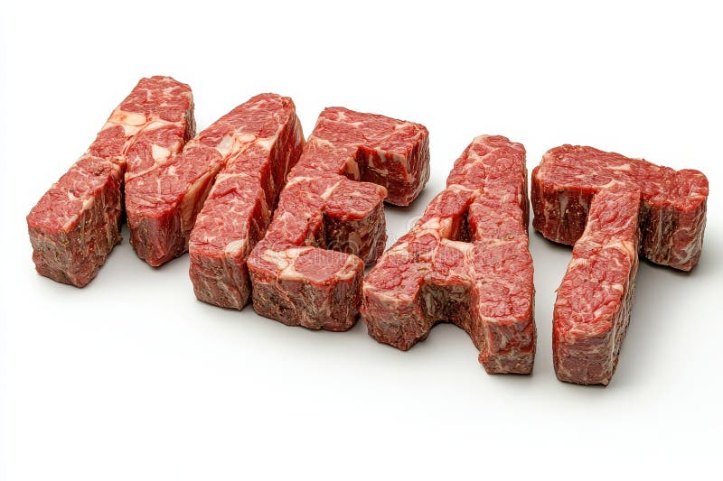 Creative Display of the Word Meat Made from Slabs of Beef in a Food ...