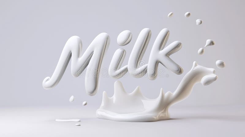 Creative Display of the Word Milk with Splashes and Smooth Texture ...