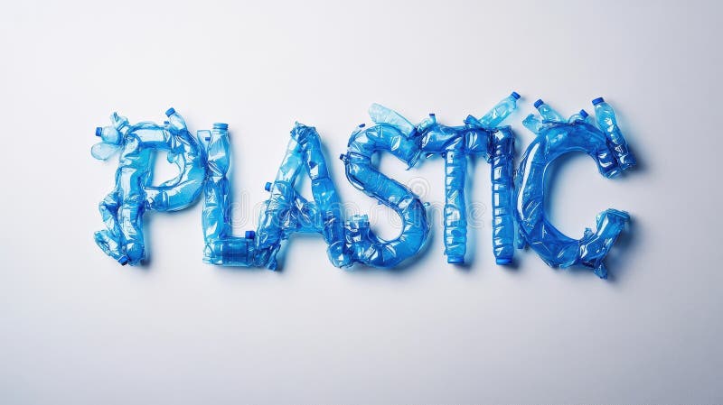Creative Display of the Word Plastic Made from Recycled Plastic Bottles ...