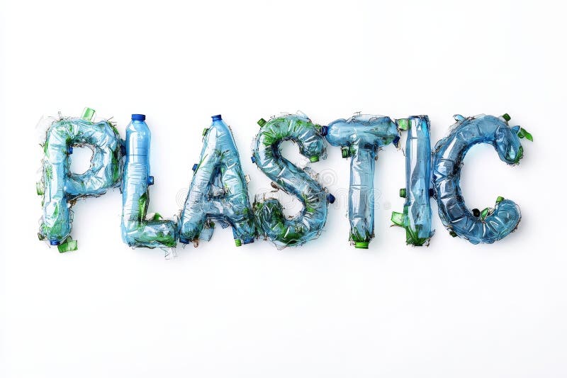 Creative Display of the Word Plastic Made from Recycled Bottles on a ...