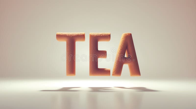 Creative Display of the Word Tea with Unique Typography Against a Plain ...